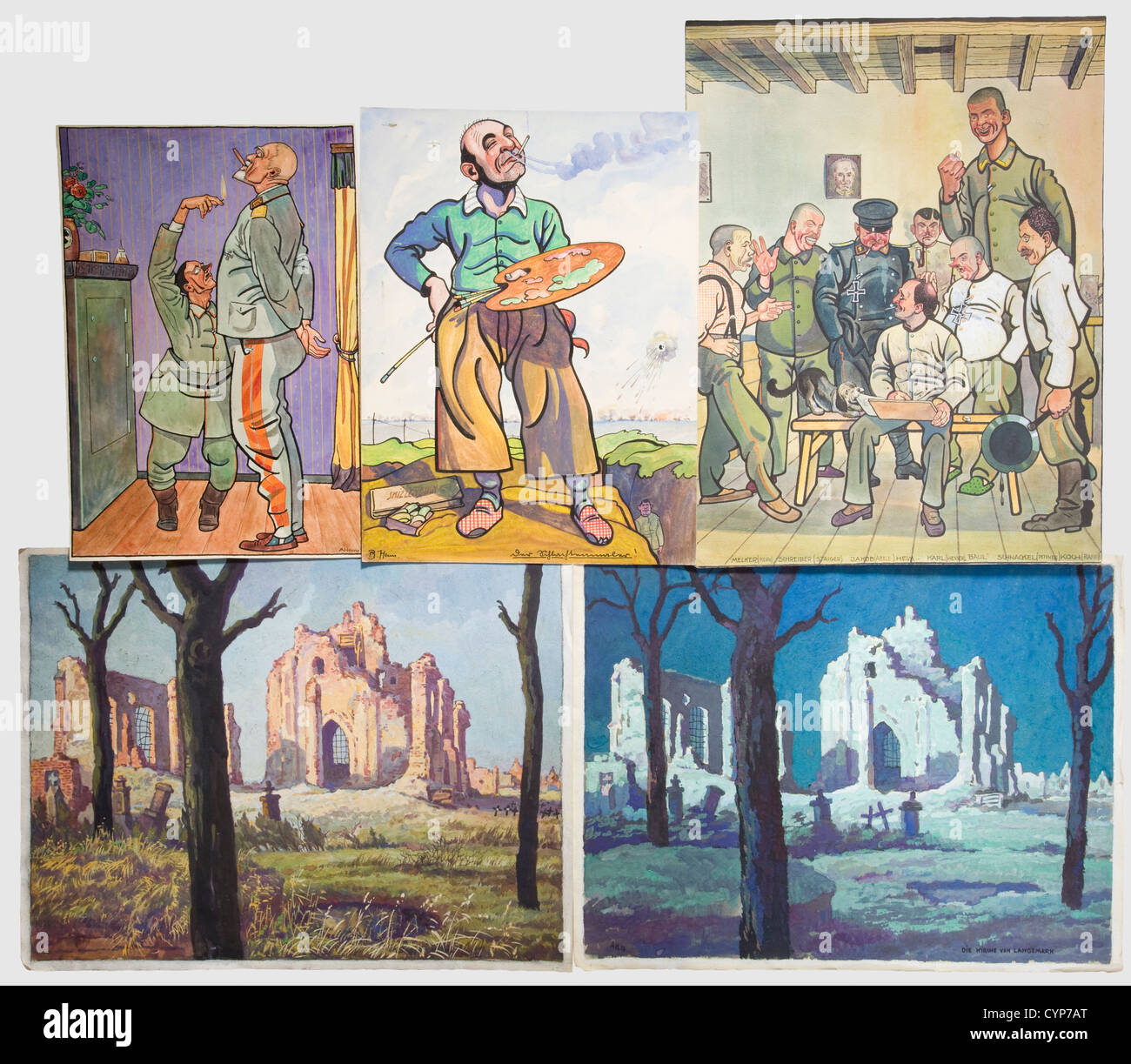 Albert Heim(1890 - ?)- 35 tempera paitings and drawings,The ...