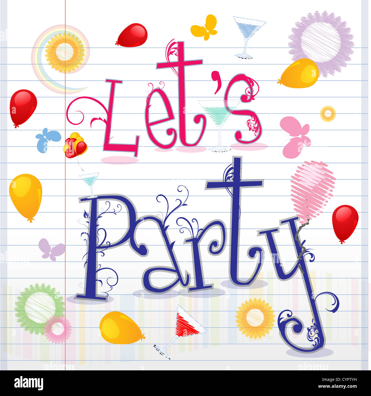 illustration of party card on white background Stock Photo - Alamy
