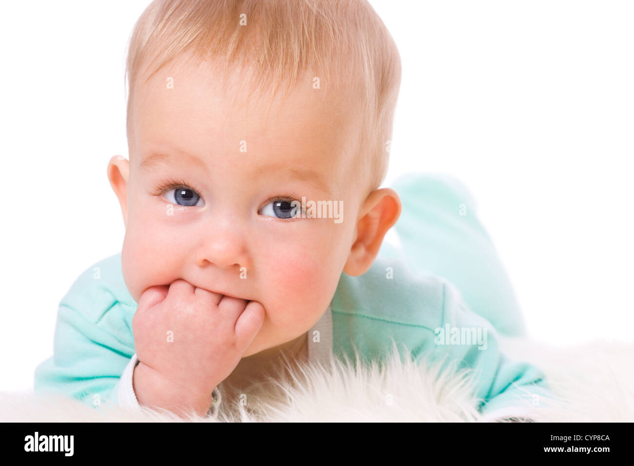 Baby biting on fingers hi-res stock photography and images - Alamy