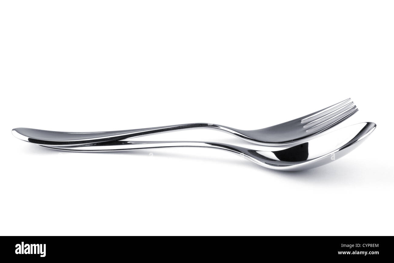 Silverware set - fork and spoon. Isolated on white background Stock ...