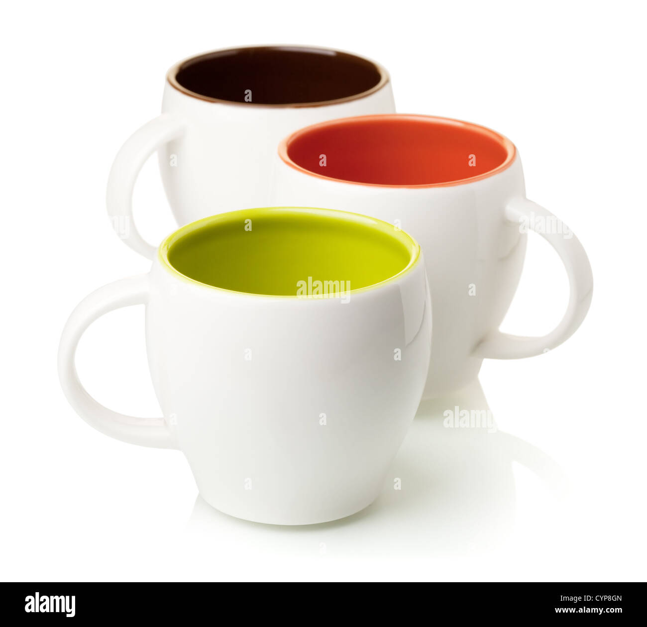 Three ceramic cups on Cut Out Stock Images & Pictures - Alamy