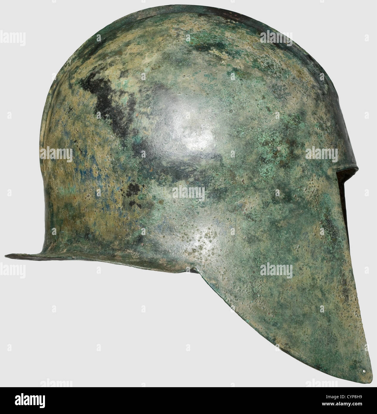An Illyrian helmet,6th century B.C. Bronze with greenish patina ...