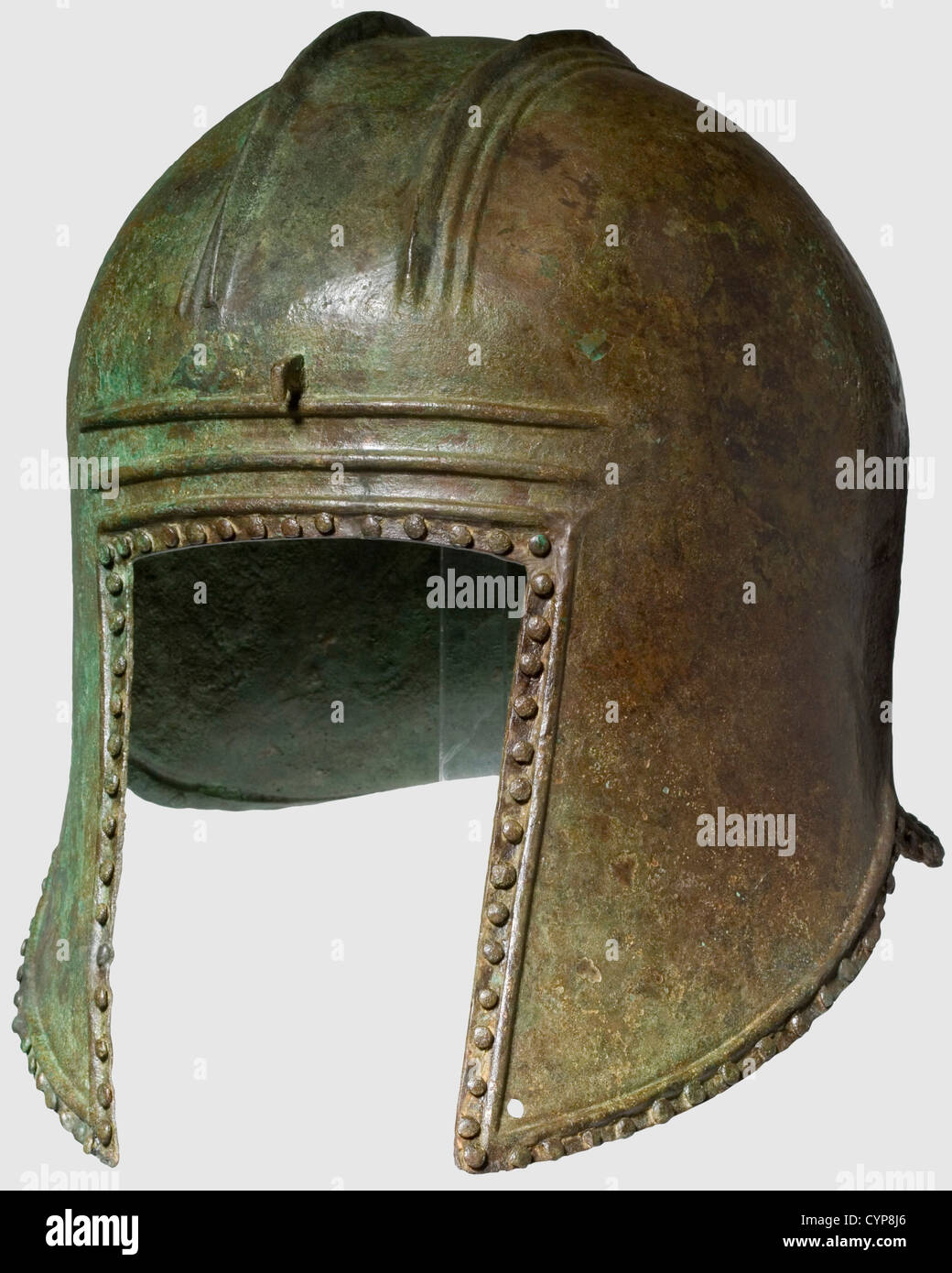 An Illyrian helmet,6th century B.C.Bronze with greenish patina ...