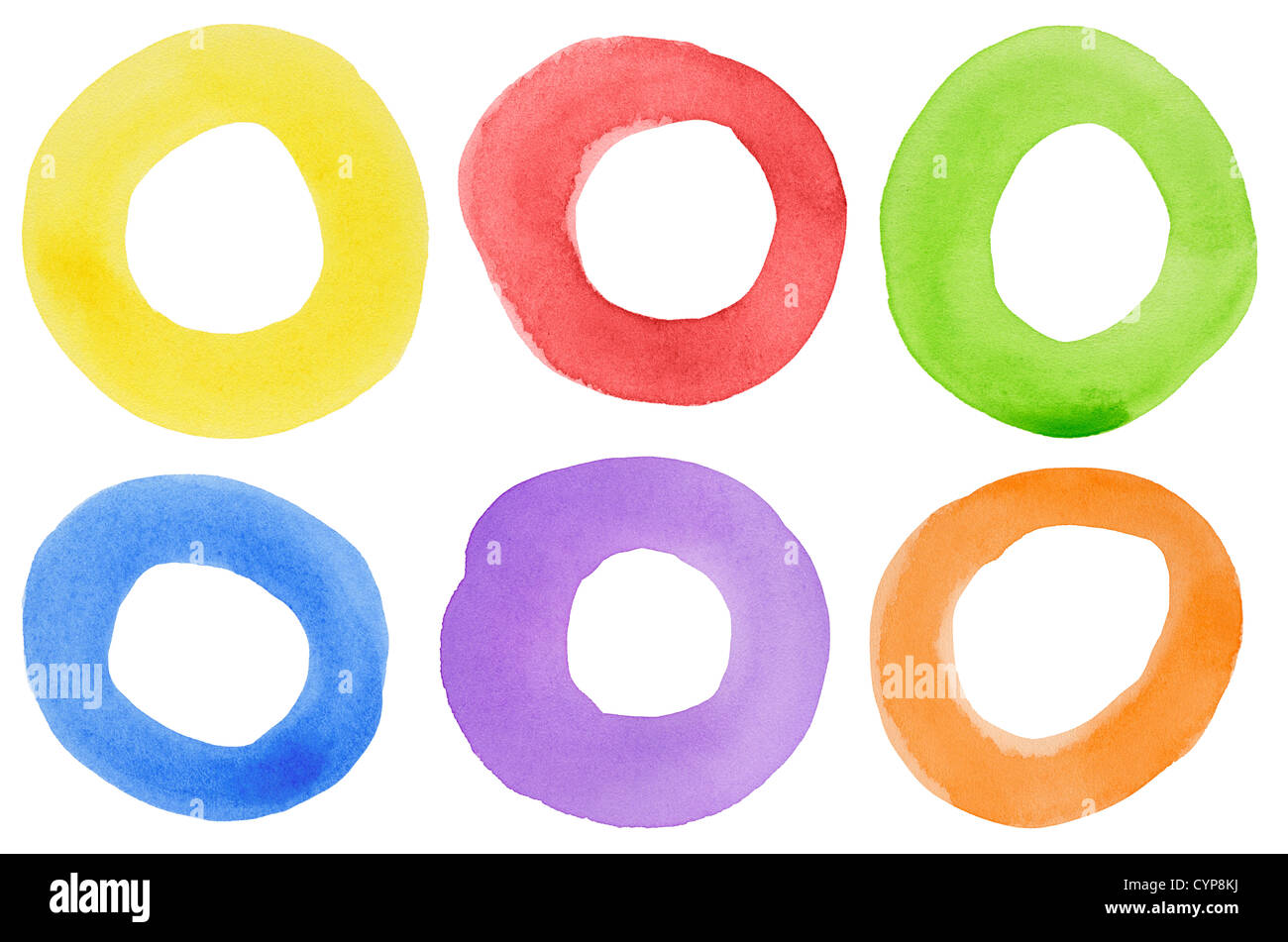 Abstract watercolor hand painted circle shape design elements. Made ...