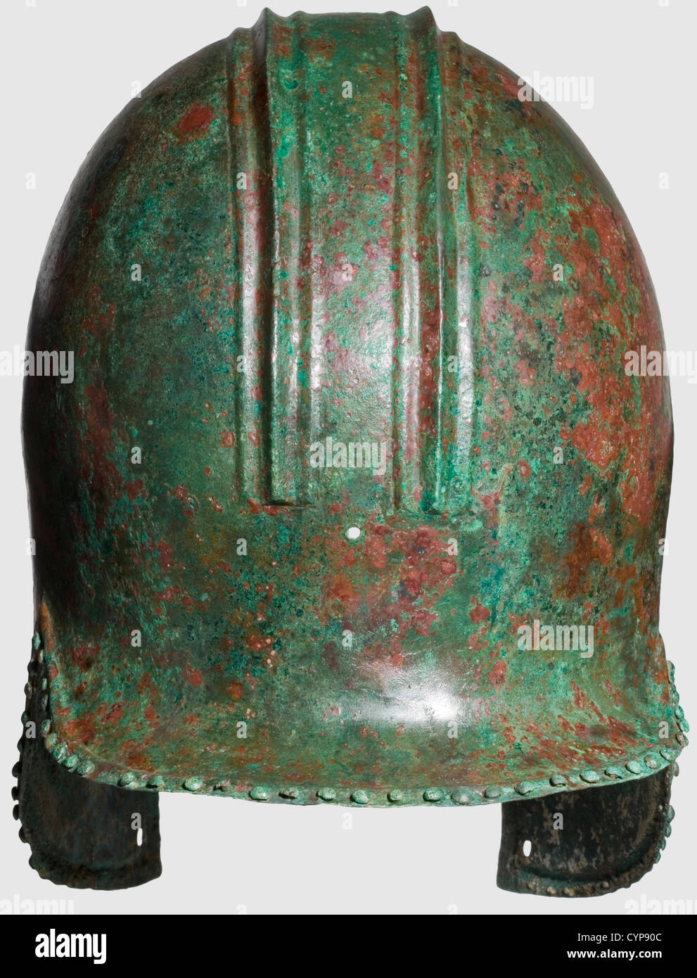 An Illyrian helmet,6th century B.C.Bronze with greenish and reddish ...