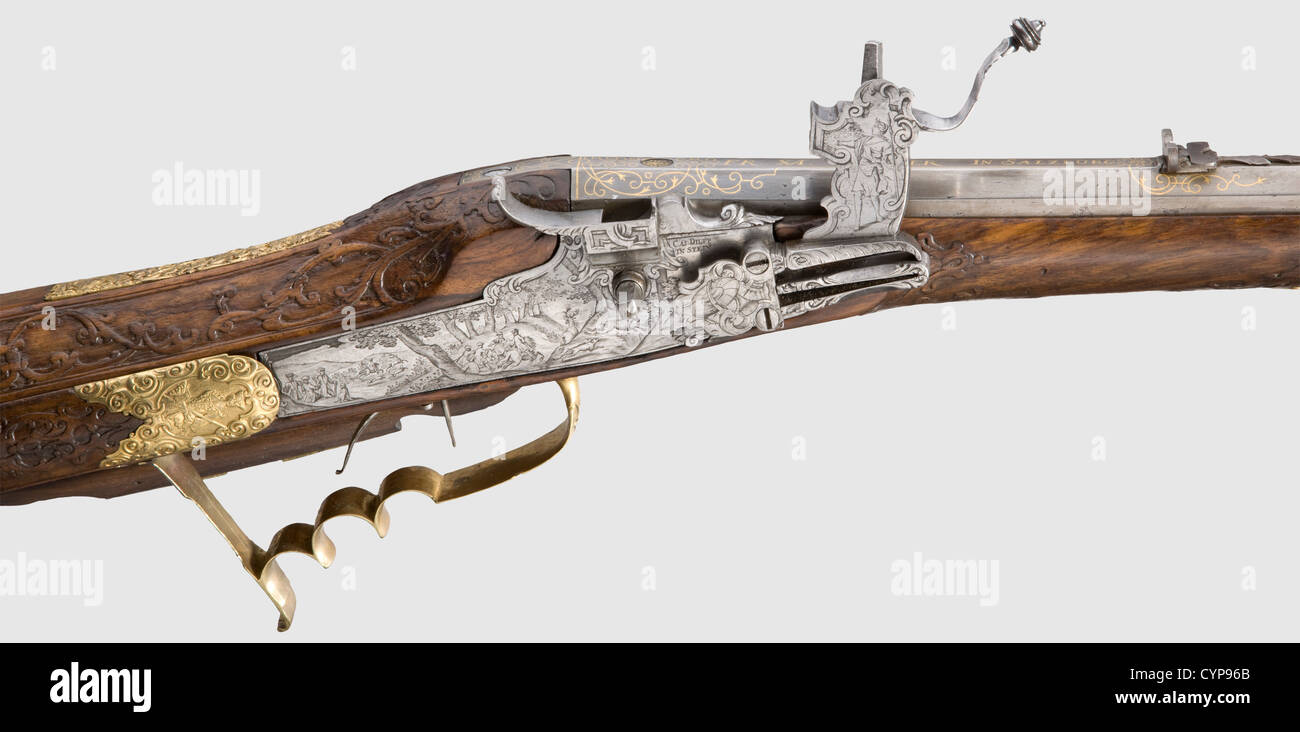 A luxury wheellock rifle,Franz Xaver Zellner in Salzburg,circa 1720 ...