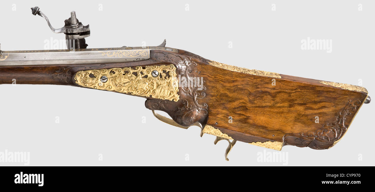 A luxury wheellock rifle,Franz Xaver Zellner in Salzburg,circa 1720 ...