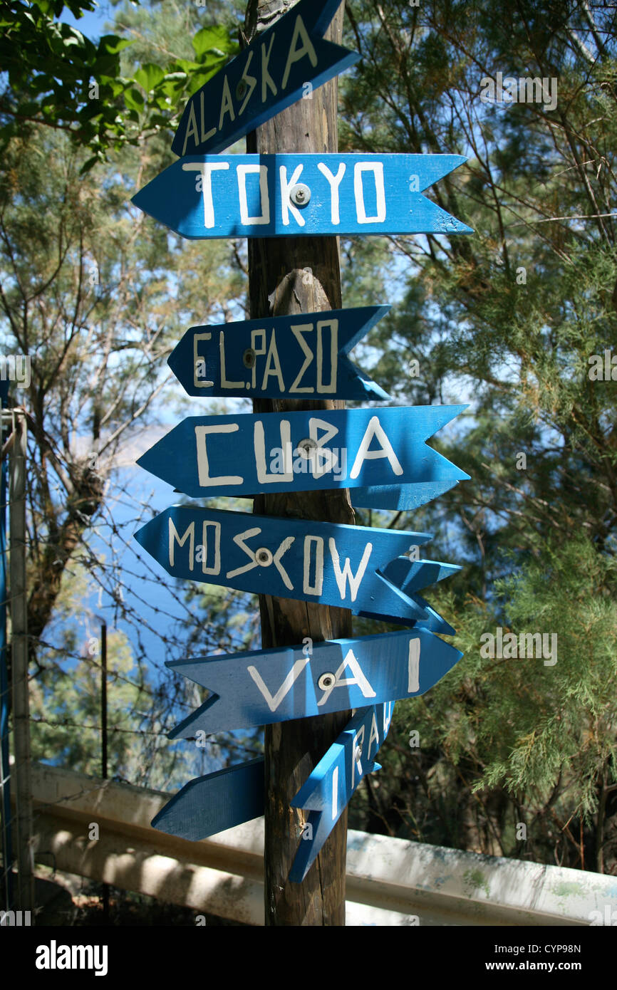signpost marking multiples destinations Stock Photo - Alamy