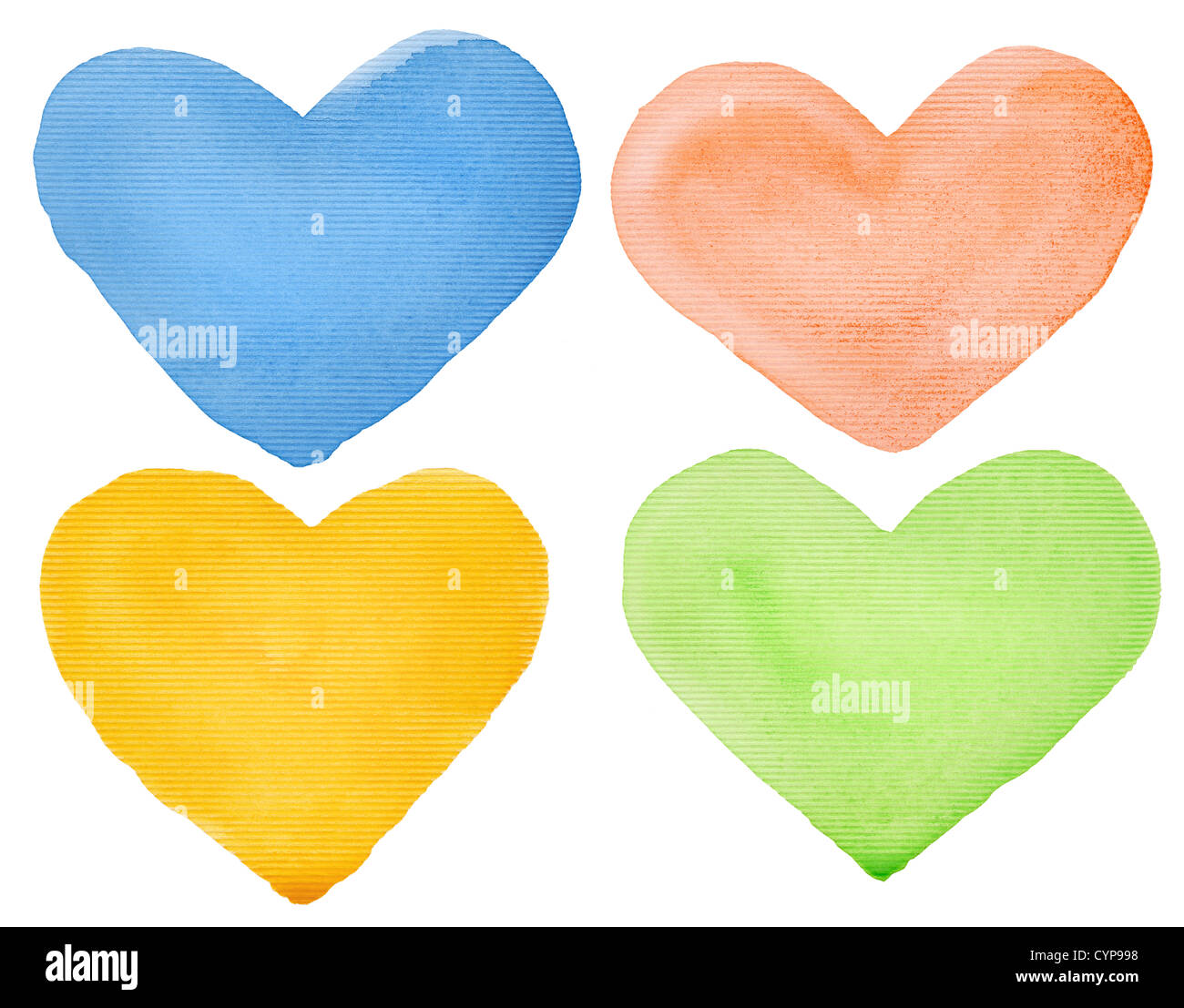 Watercolor hand painted hearts. Made myself Stock Photo - Alamy