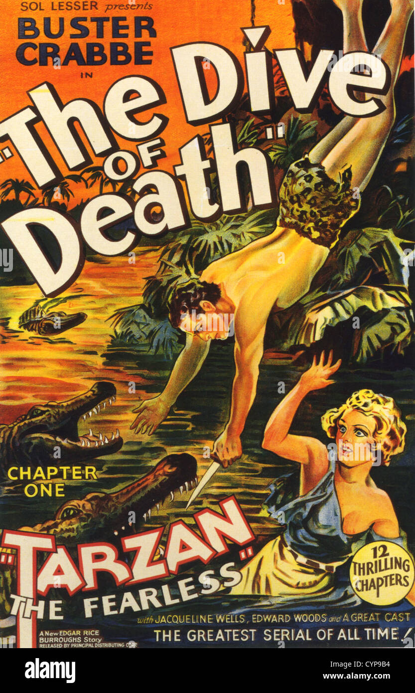 TARZAN THE FEARLESS - THE DIVE OF DEATH Poster for 1933 Sol Lesser ...