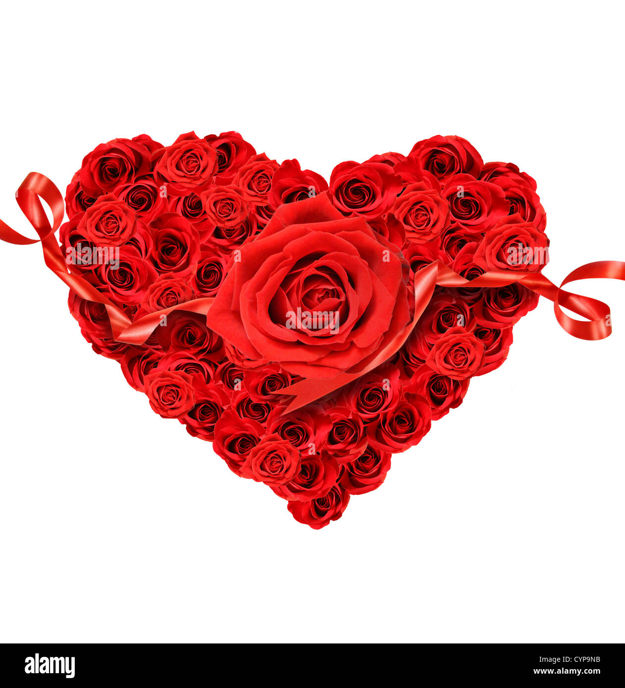 Red roses in the shape of heart on white background Stock Photo - Alamy