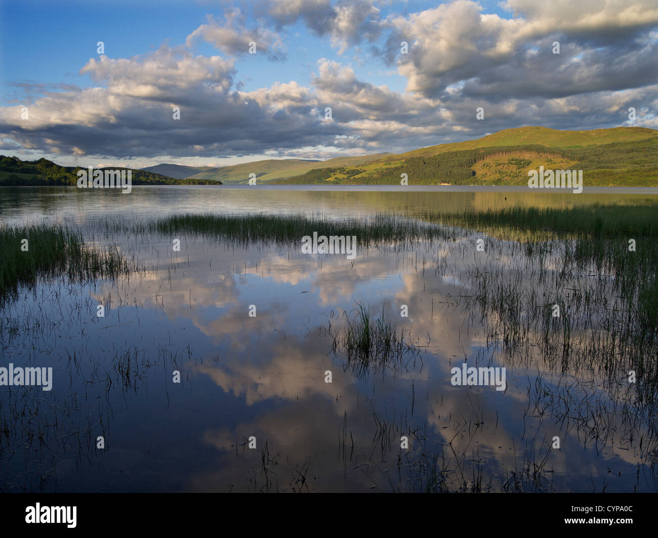 Evening skies over calm water at Loch Tay, Perthshire, Scotland Stock ...