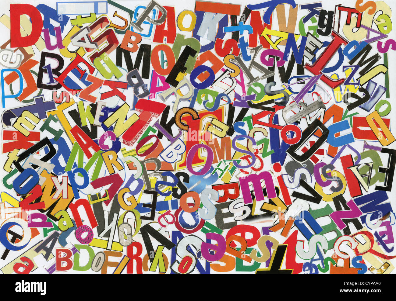 Handmade collage of newspaper alphabet clippings Stock Photo - Alamy