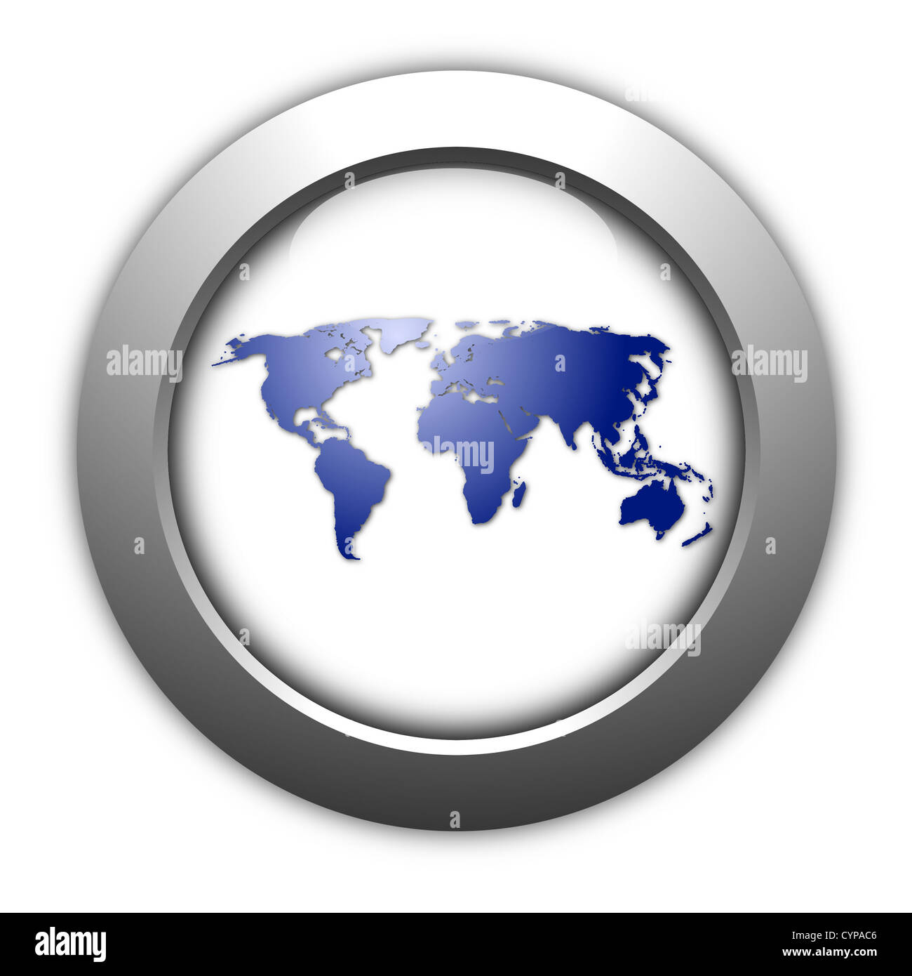 globe or world map in a button illustration Stock Photo - Alamy