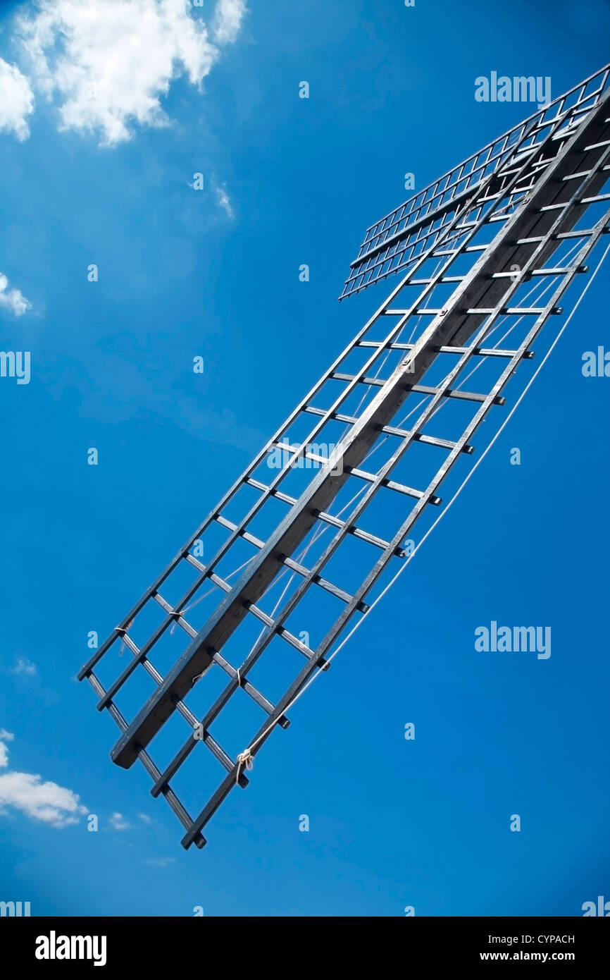 sail of mill with blue sky in country of la mancha in spain Stock Photo ...