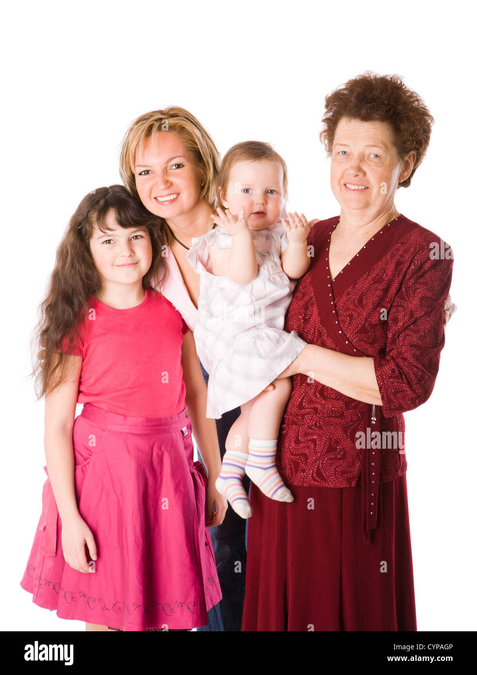 Happy Family four people together isolated on white Stock Photo - Alamy