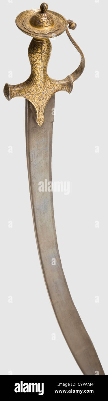 An Indian sosun pattah with gold-inlaid hilt, 19th century. Slightly ...