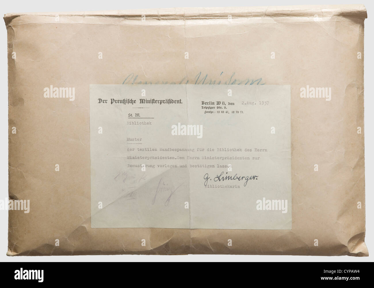 Hermann Göring - a sample of a silk wallpaper,for his library ...