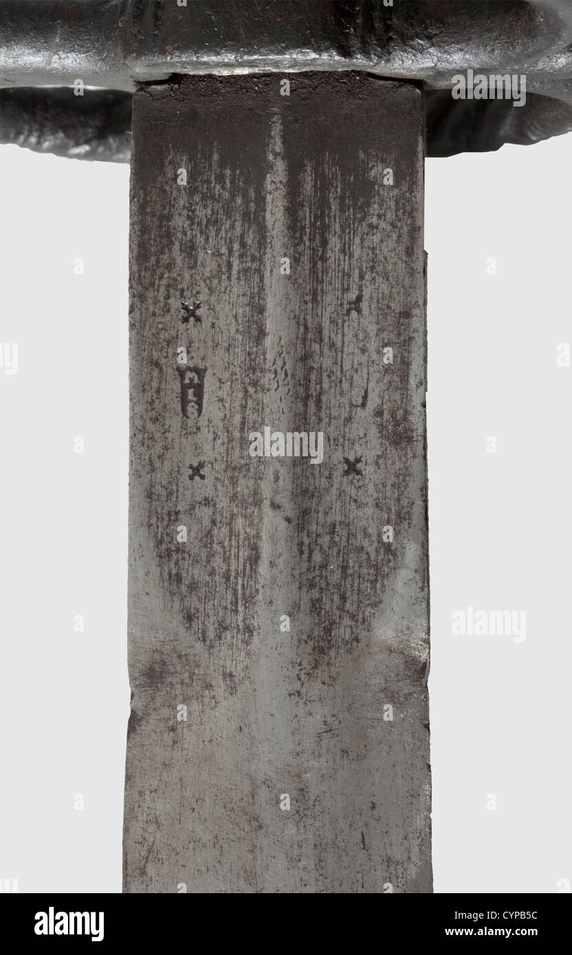 Mid 16th century slender blade somewhat bent of lenticular cross ...