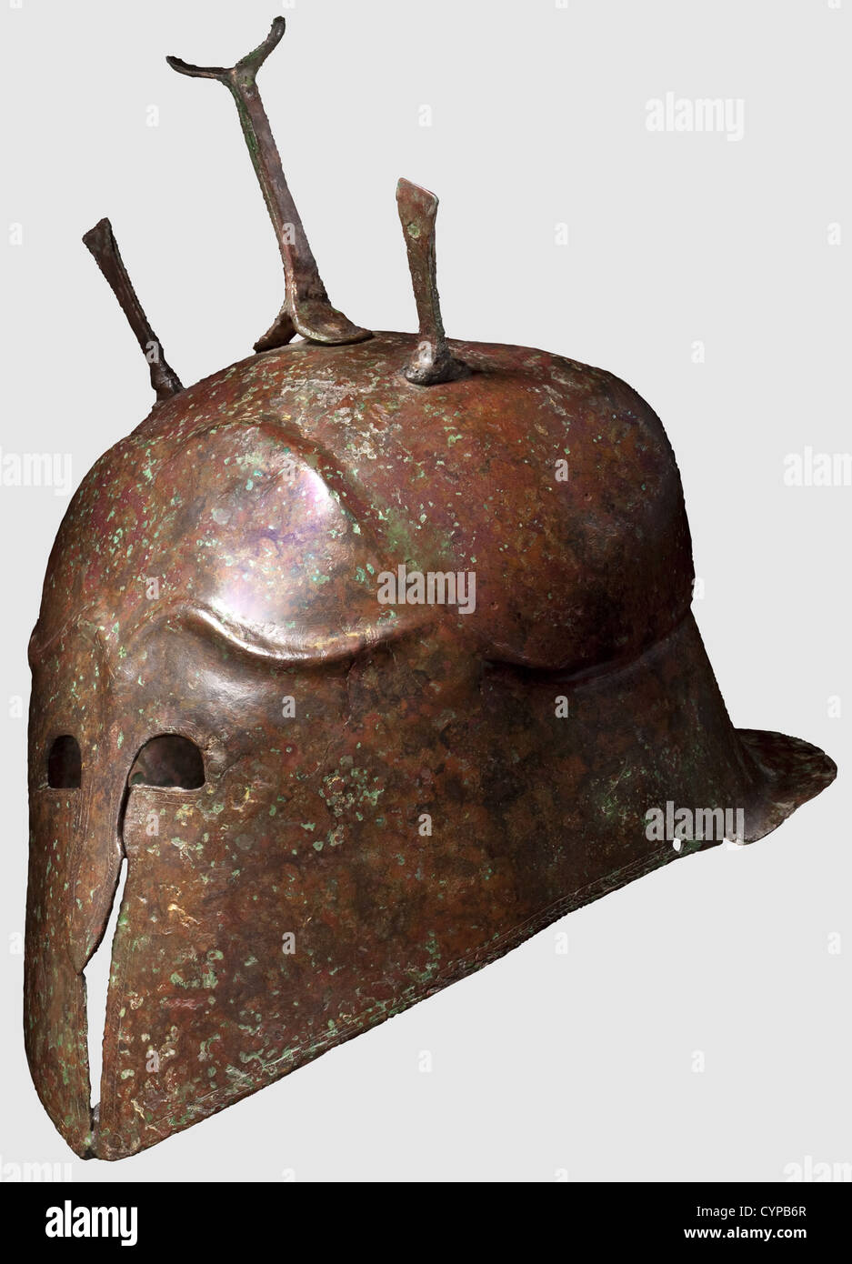 An Apulian-Corinthian helmet,5th century B.C.Bronze.Clearly offset ...