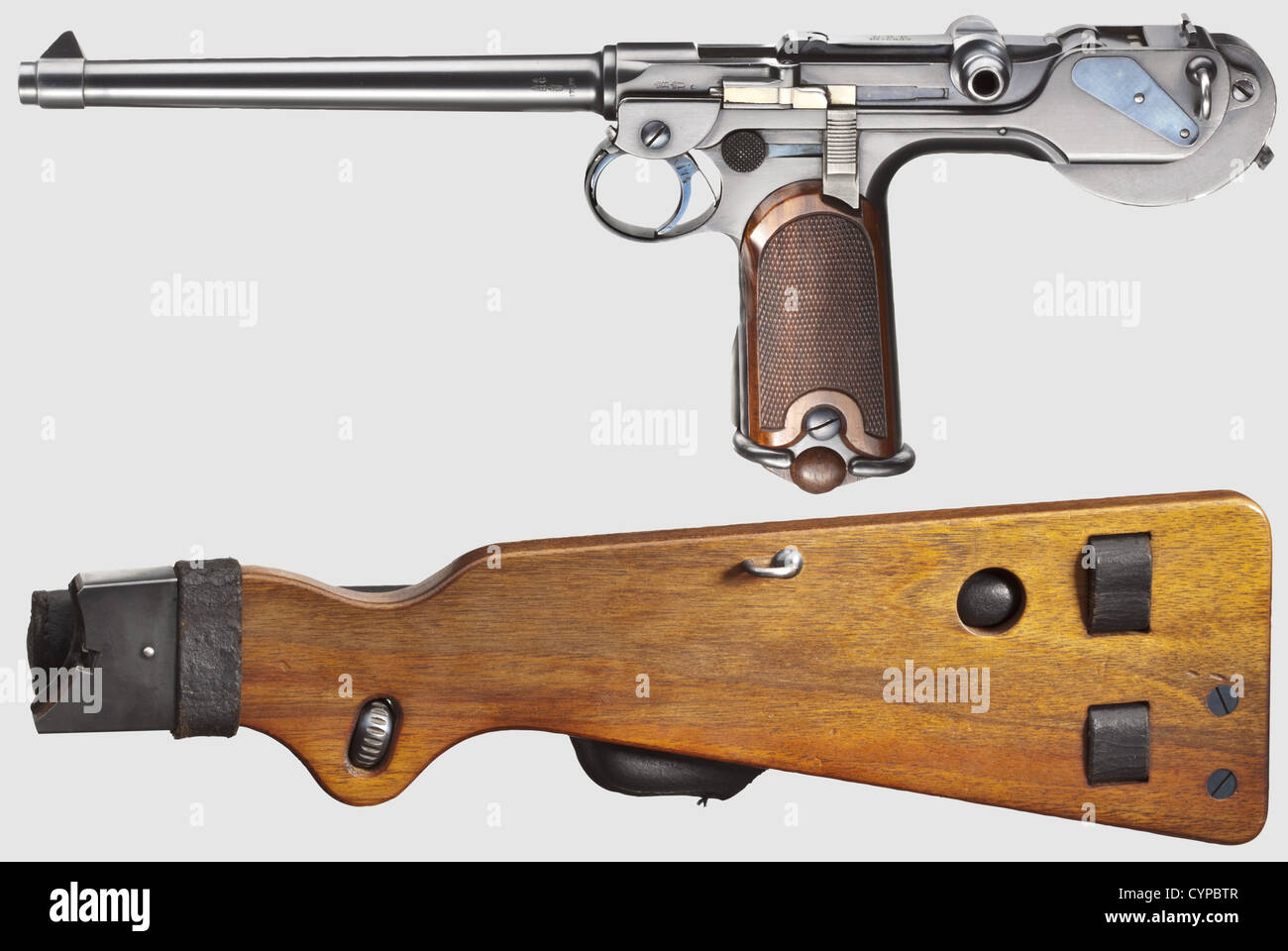 Borchardt C 93, in its case, cal. 7.65 mm Borchardt, no. 1774 Stock ...