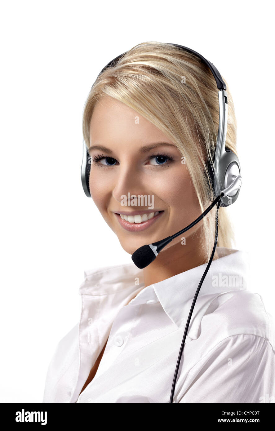Customer Service Operator-Isolated over a White Background Stock Photo ...