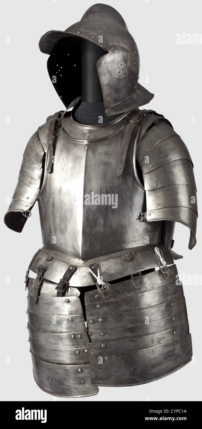 A suit of armour for a man-at-arms,South German,circa 1600 Comprising a ...