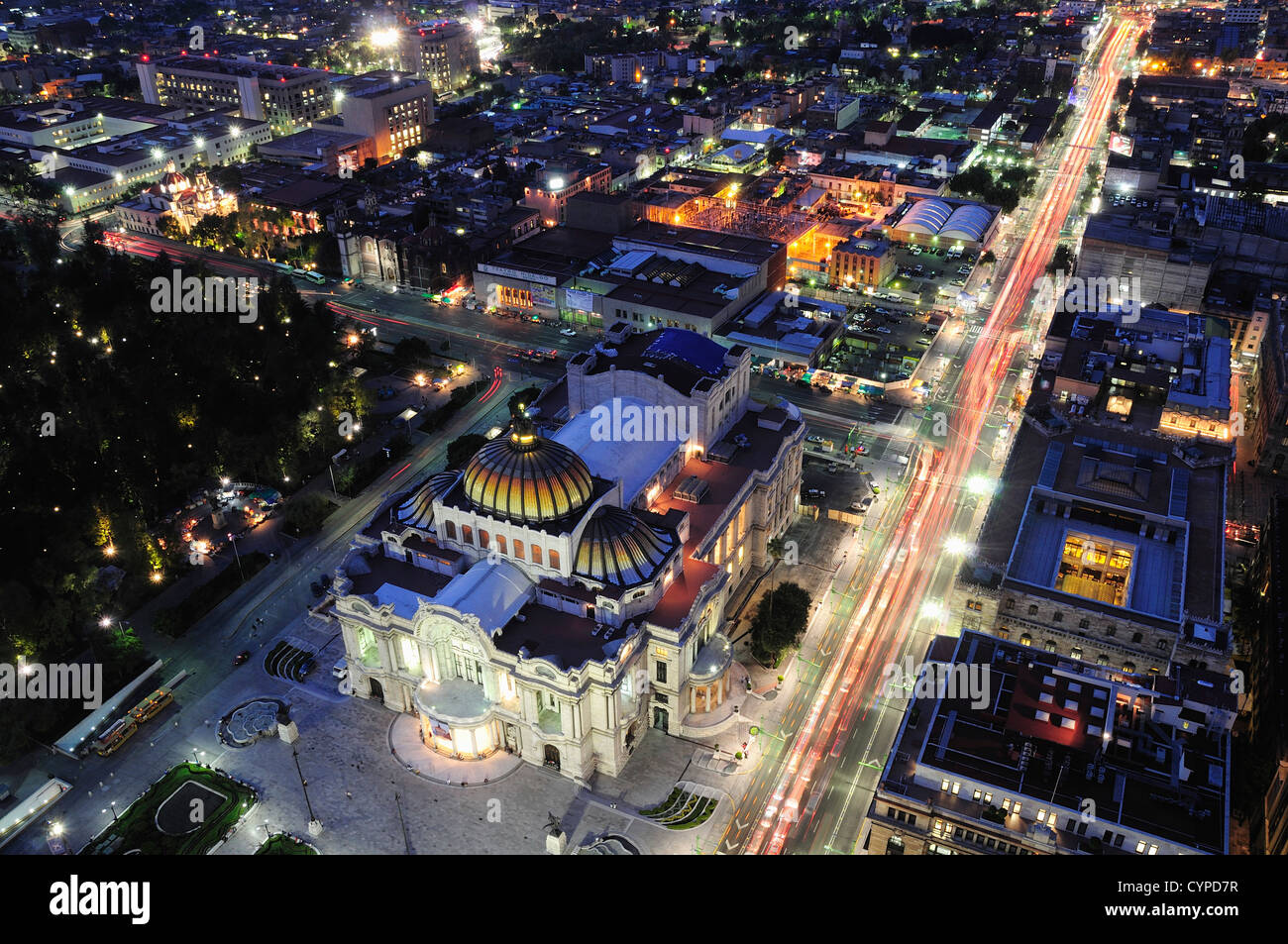 Mexico, Federal District, Mexico City, Overhead view over Palacio ...