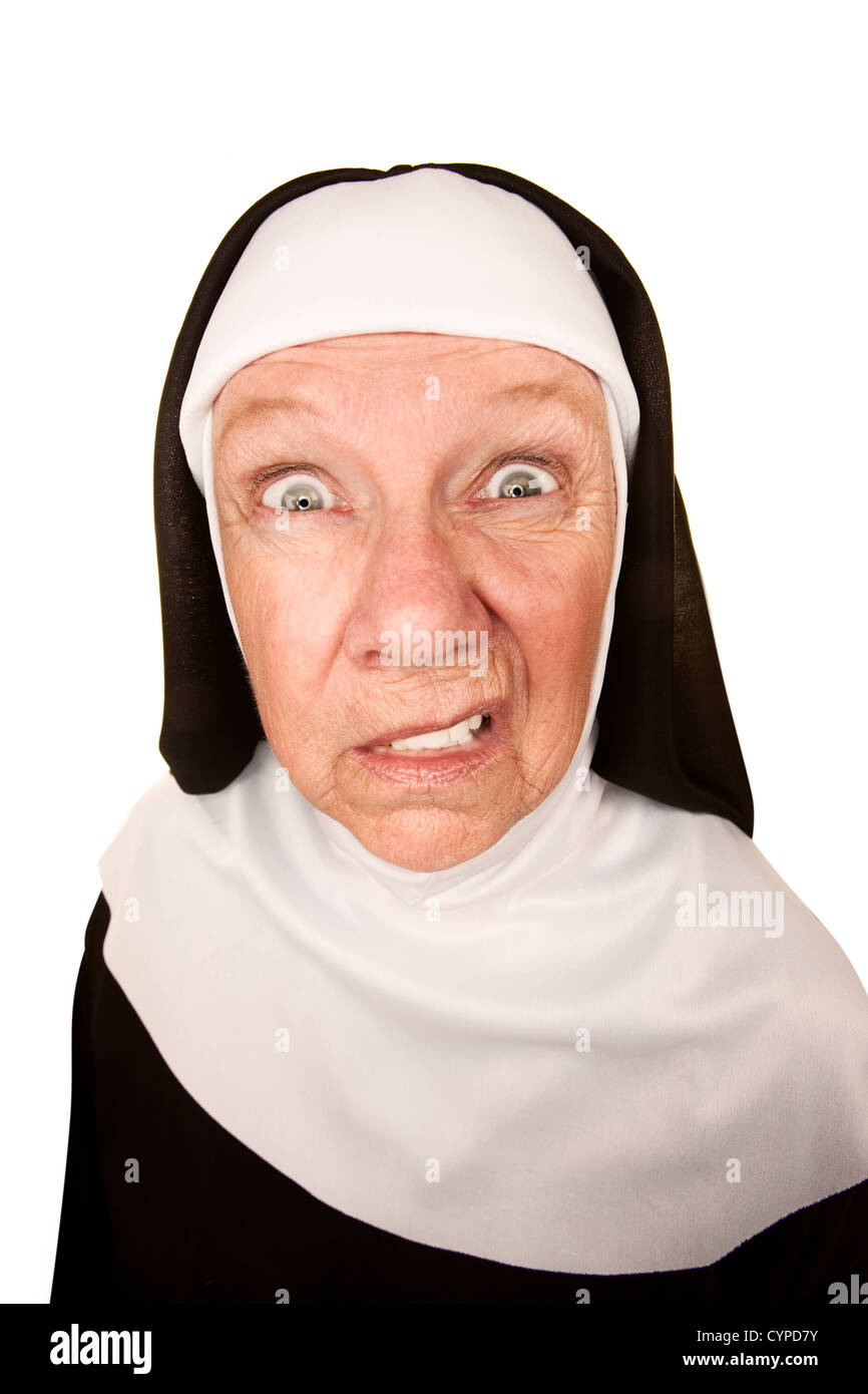 Funny Nun with Angry Expression on her Face Stock Photo - Alamy