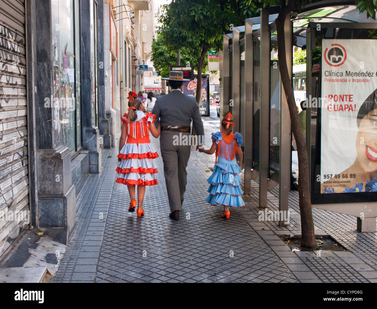 Andalusian girls with traditional outfit High Resolution Stock ...