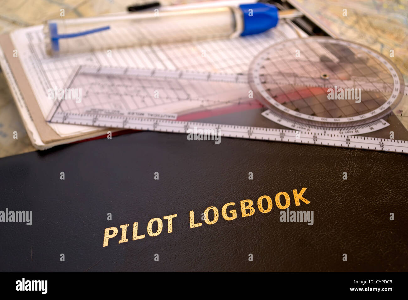 pilot logbook and other aviation tools Stock Photo - Alamy