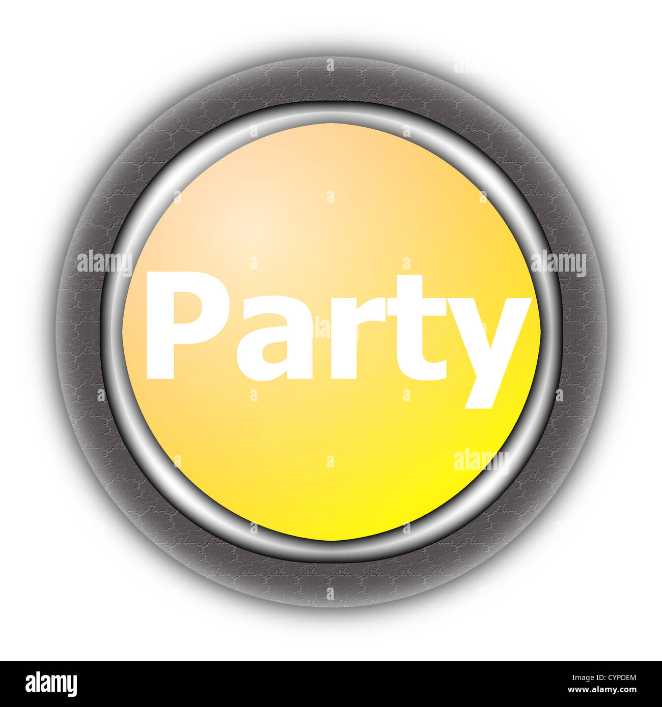 party or fun button for a happy day isolated on white Stock Photo - Alamy