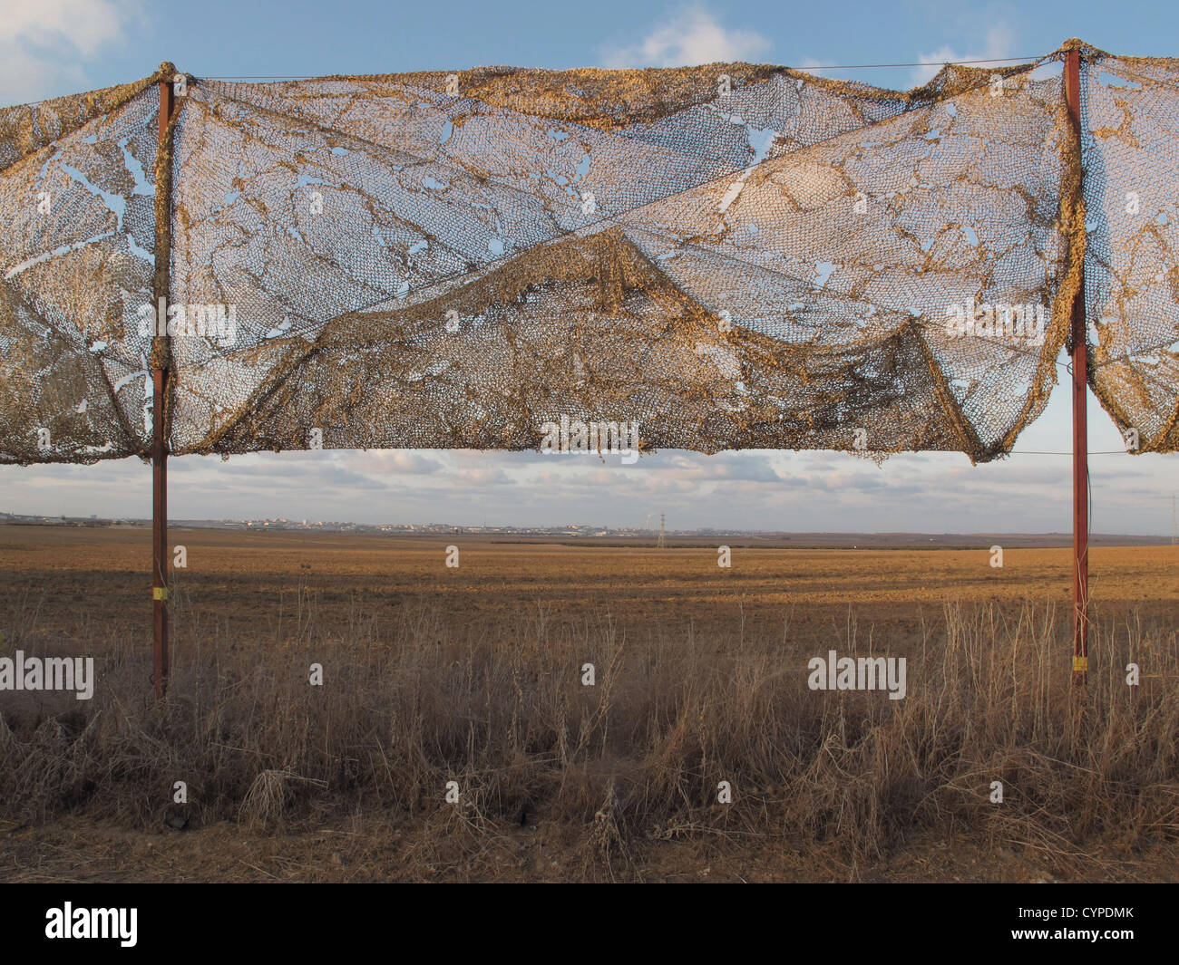 Large perforated camouflaged IDF military netting at the northern ...