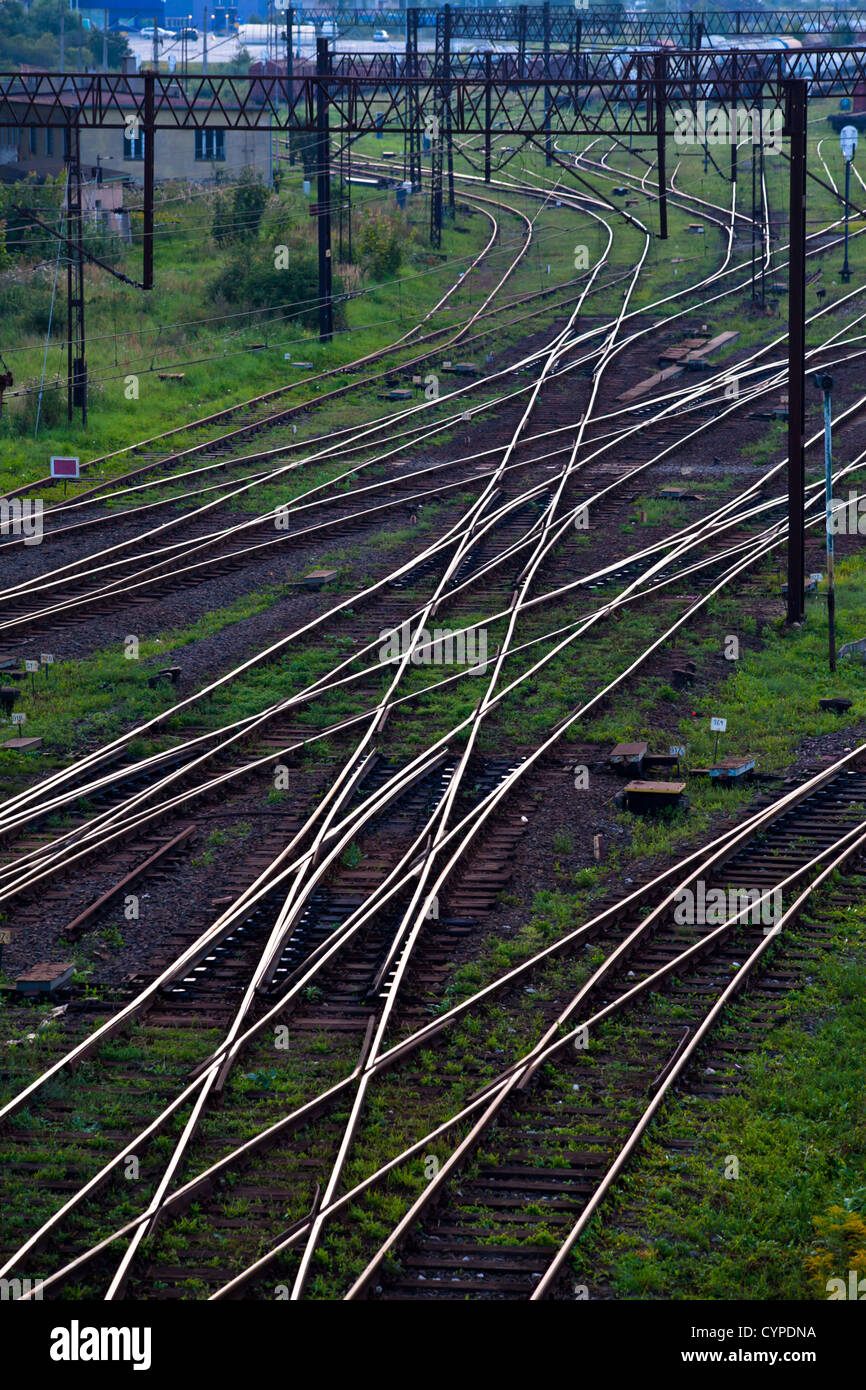 Railroad track junction Stock Photo - Alamy