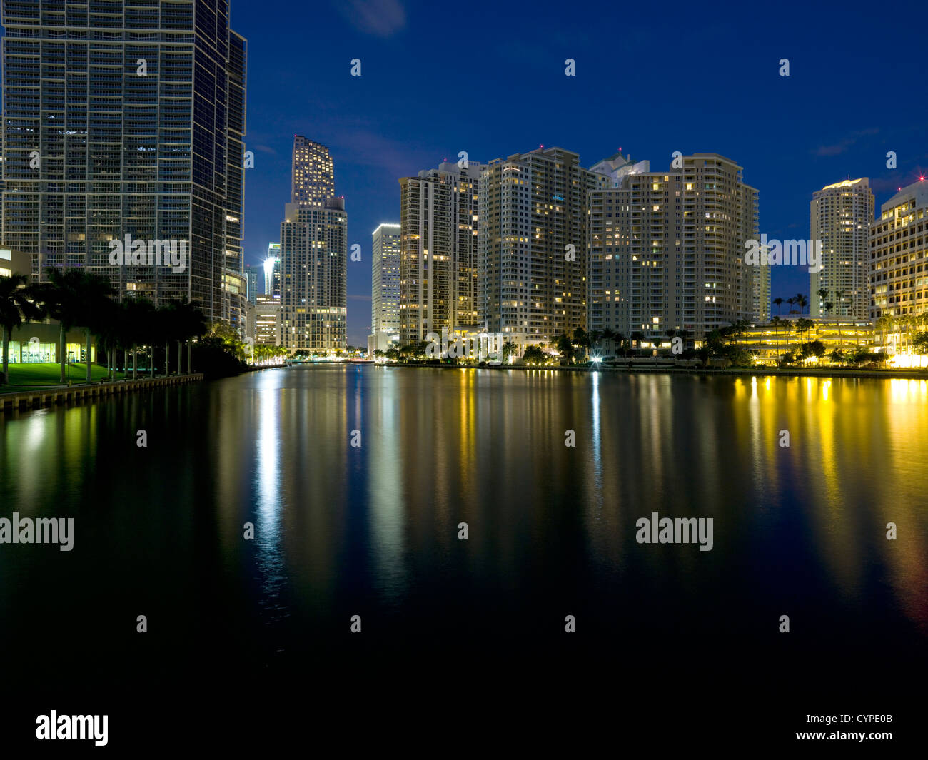 Miami Skyline at night Stock Photo - Alamy