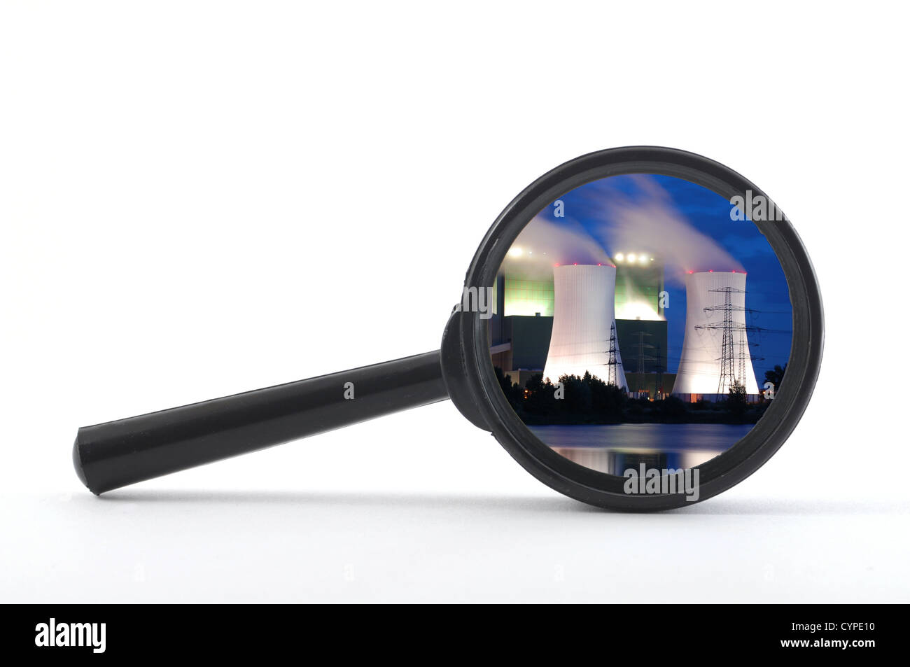 power plant industry concept with magnifying glass Stock Photo - Alamy