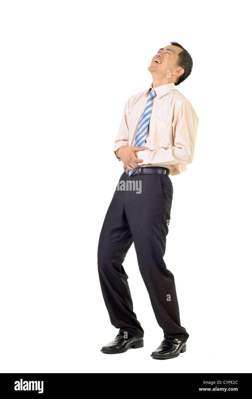 Business man laughing and standing on white background Stock Photo - Alamy