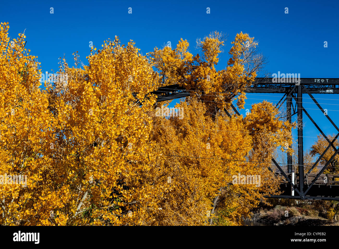 An Iron bridge over the Truckee river in Wadsworth Nevada along the ...