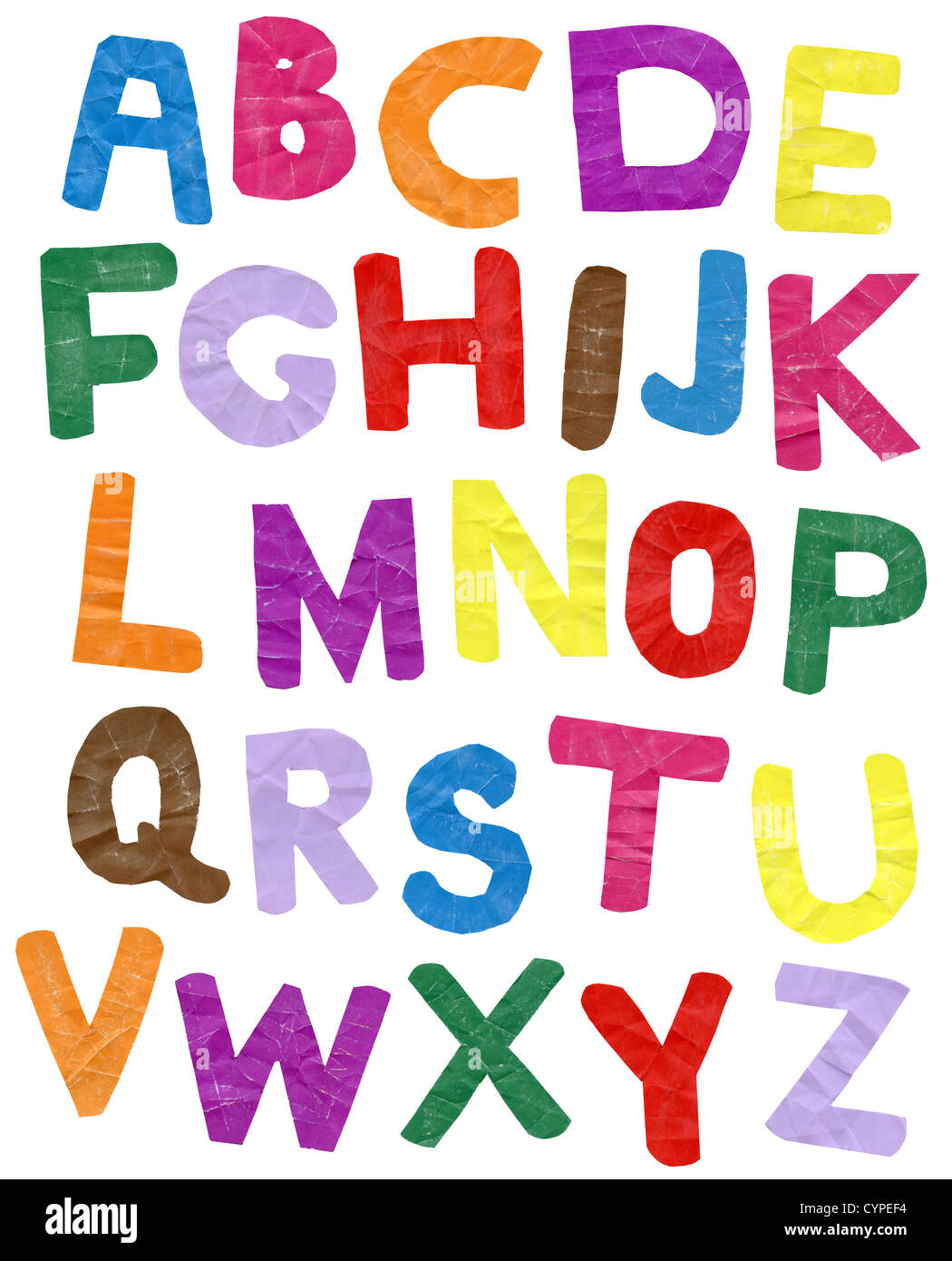 Handmade color paper ABC collage Stock Photo - Alamy