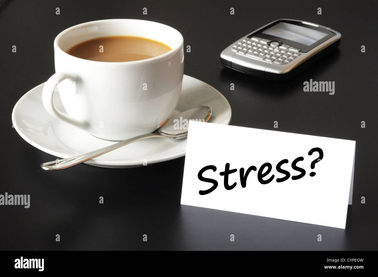 stress in business office concept with cup of coffee on black ...
