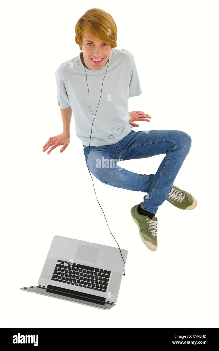 teenage boy with laptop Stock Photo - Alamy
