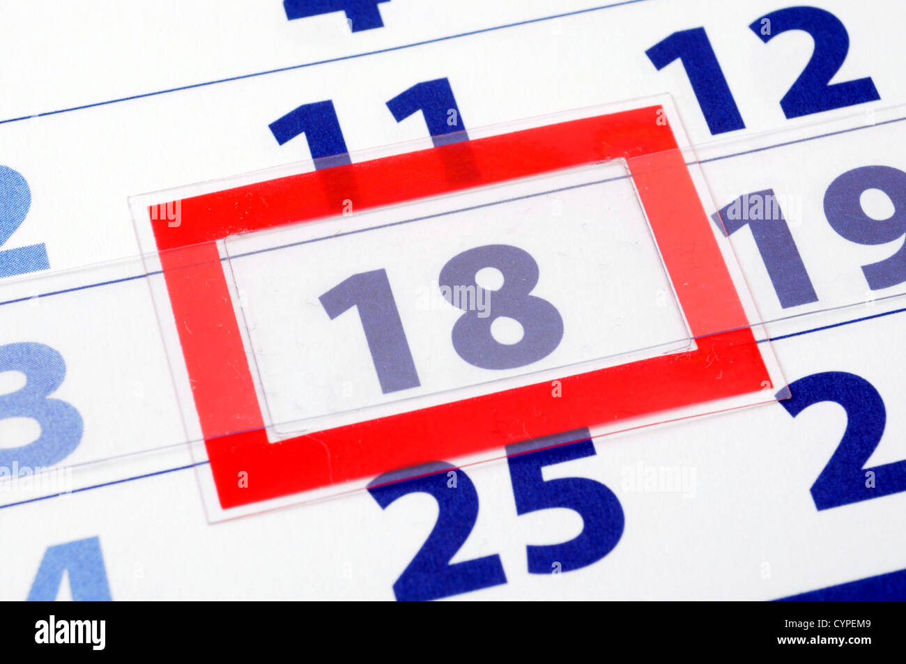calendar showing date of today with red box Stock Photo - Alamy