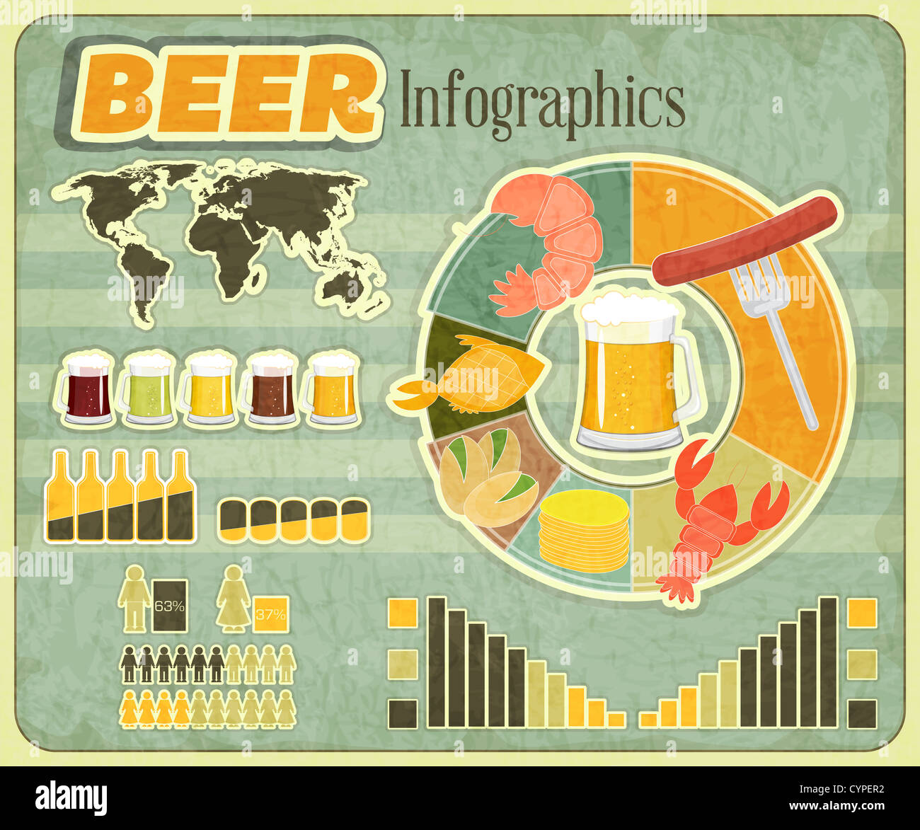Vintage Infographics set - Beer icons, Snack and elements for ...