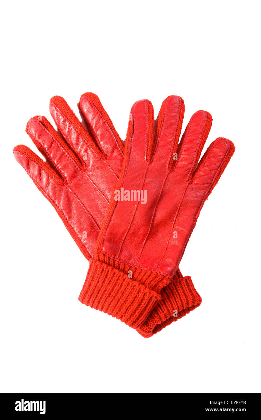 One pair of Red gloves isolated on white Stock Photo - Alamy
