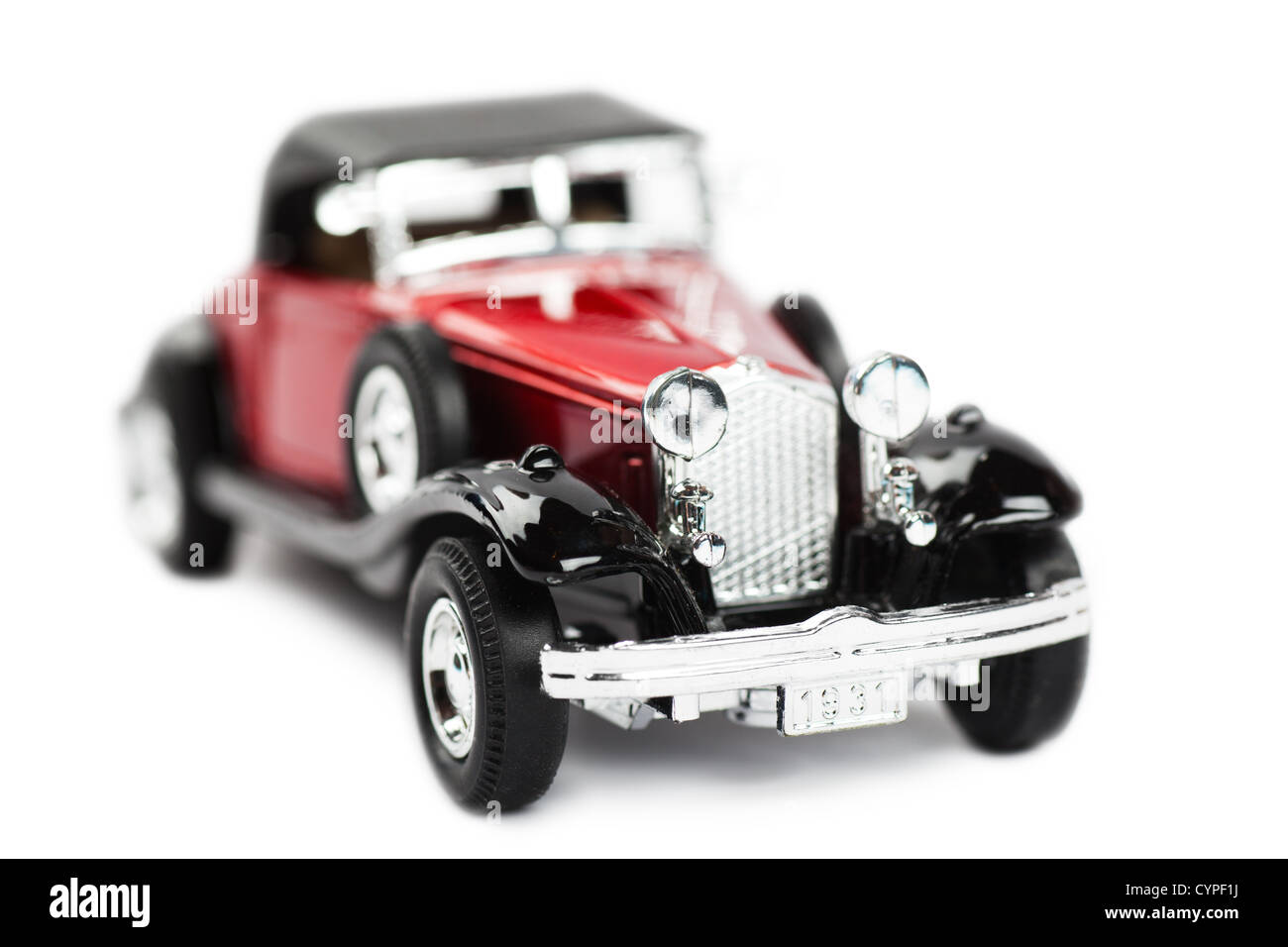 Macro view of toy car over white background Stock Photo - Alamy