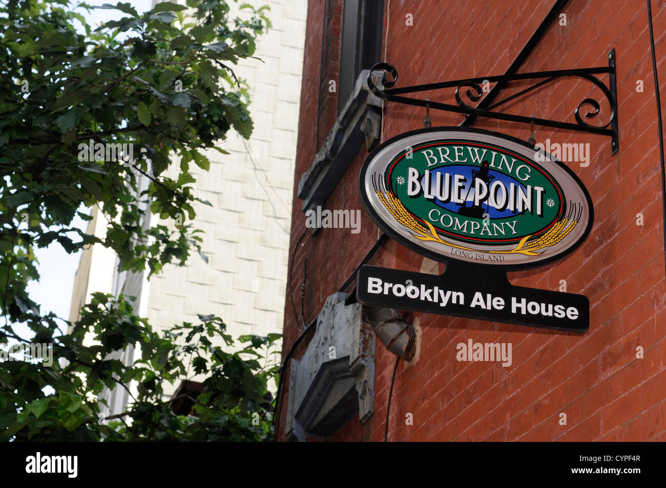 Blue Point Brewing Company sign on brown stone building, Williamsburg ...