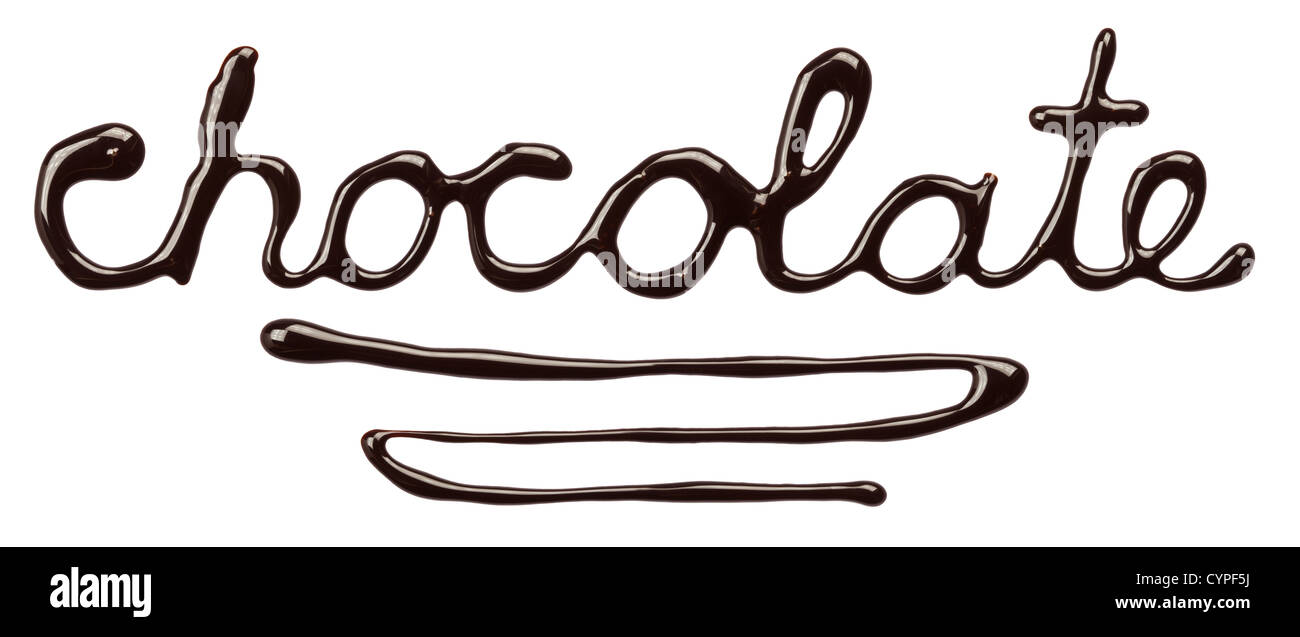 Word written with chocolate syrup, isolated Stock Photo - Alamy