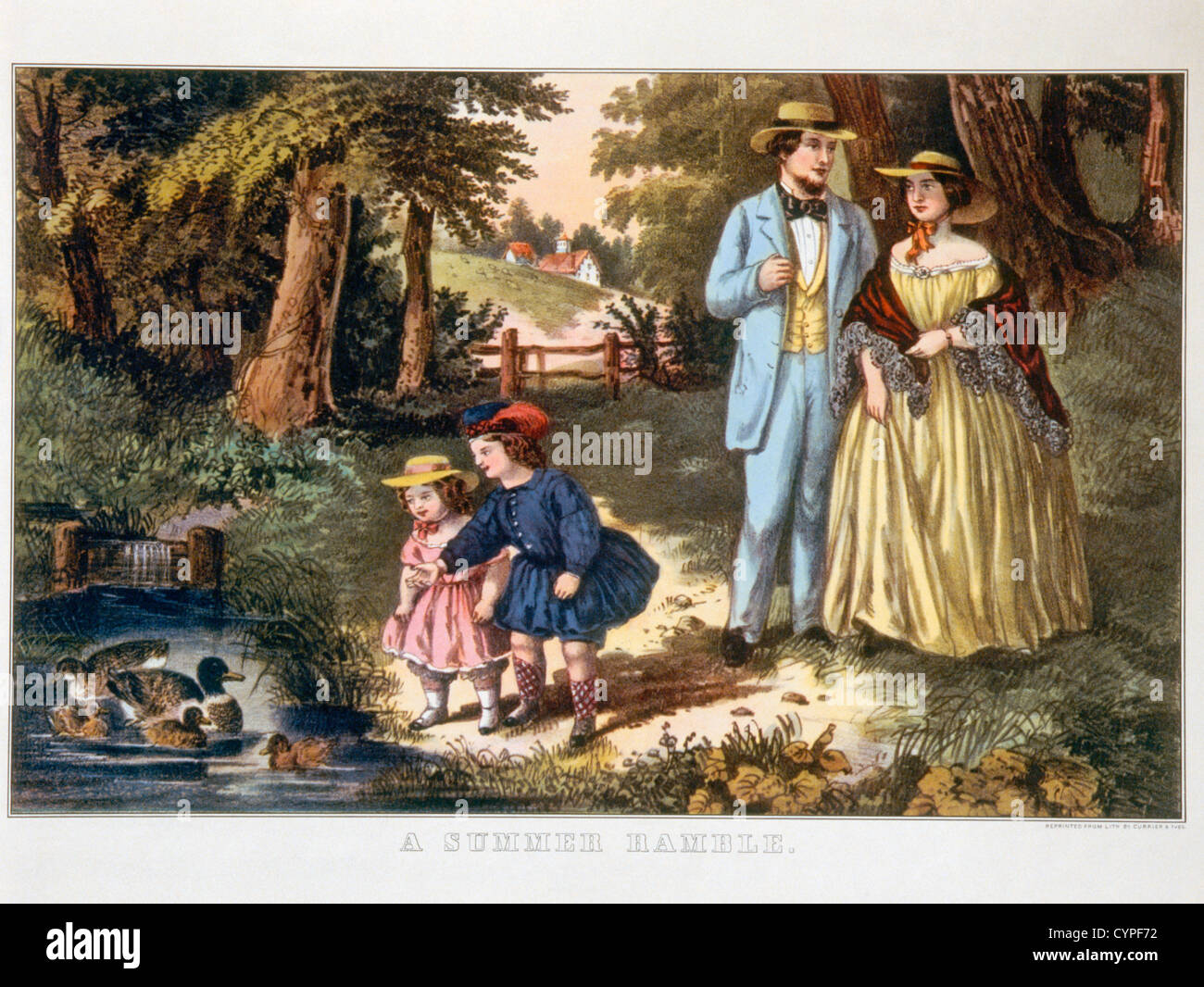 Summer Ramble, Currier & Ives, Lithograph Stock Photo - Alamy