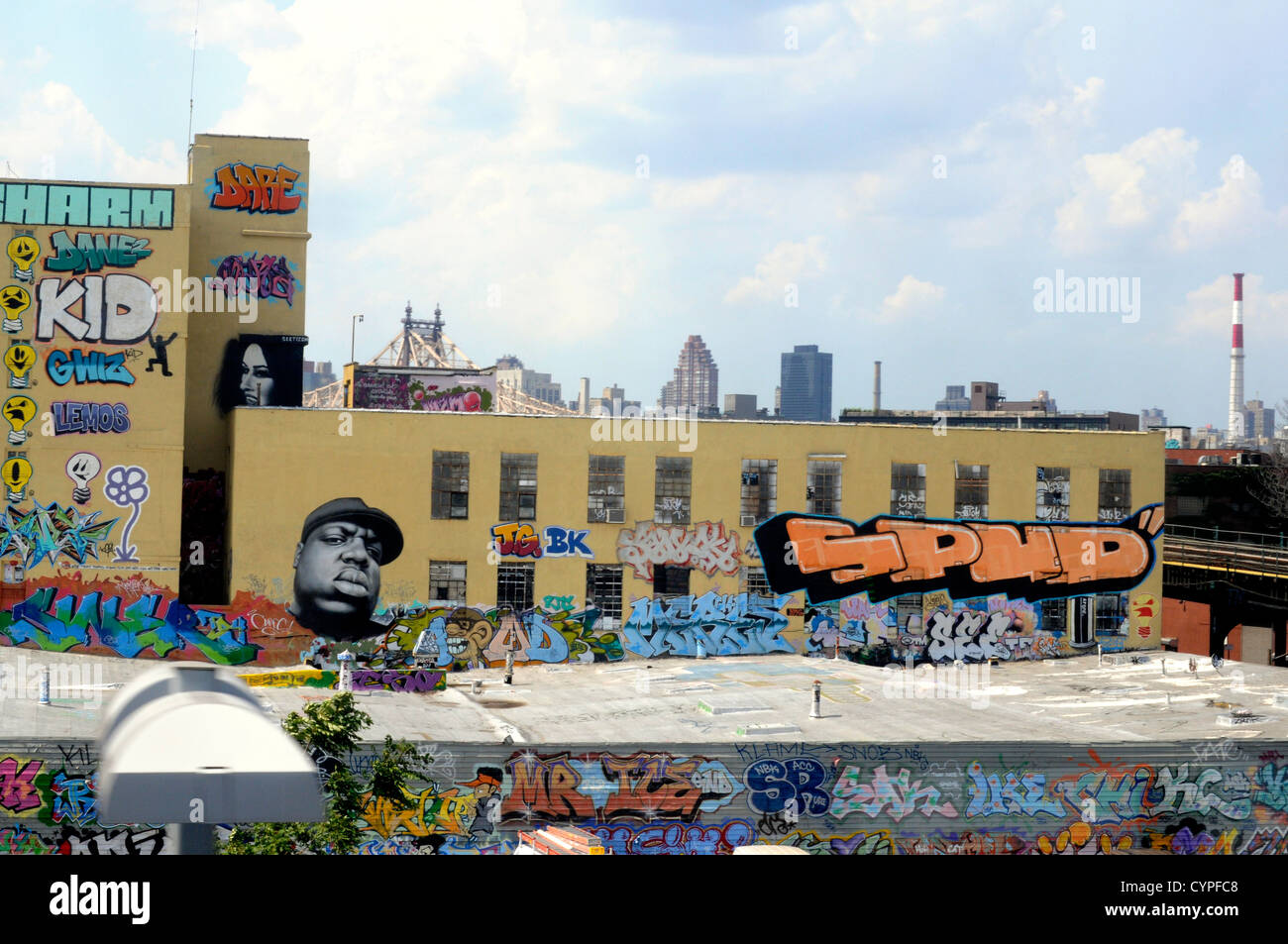 Graffiti on a city block in Queens, New York City. America Stock Photo ...