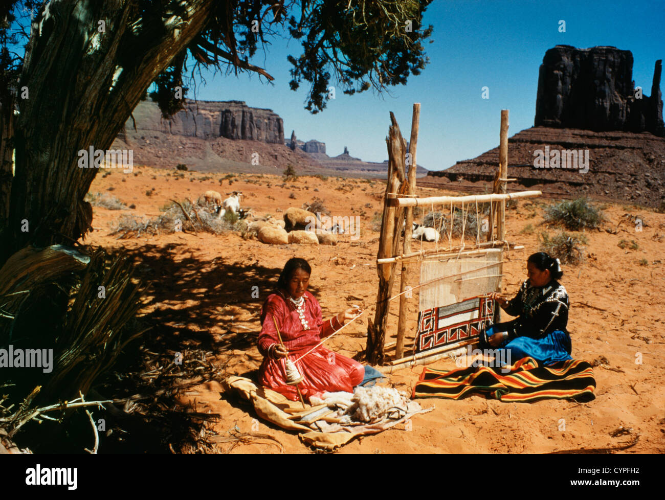 Navajo Women Weaving
